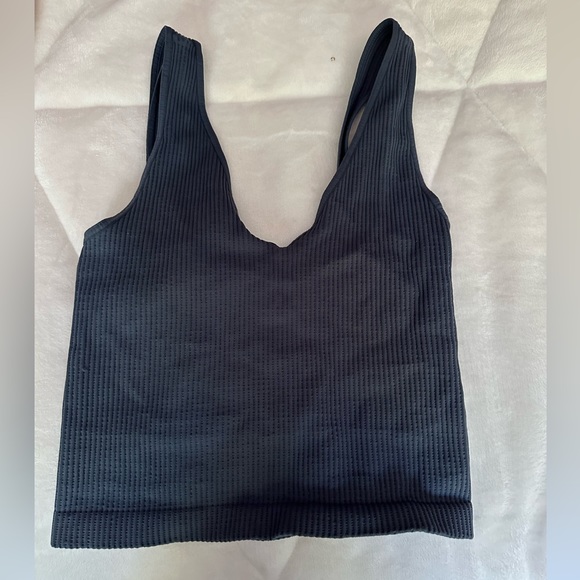 Tops | Dark Blue Ribbed Tank | Poshmark